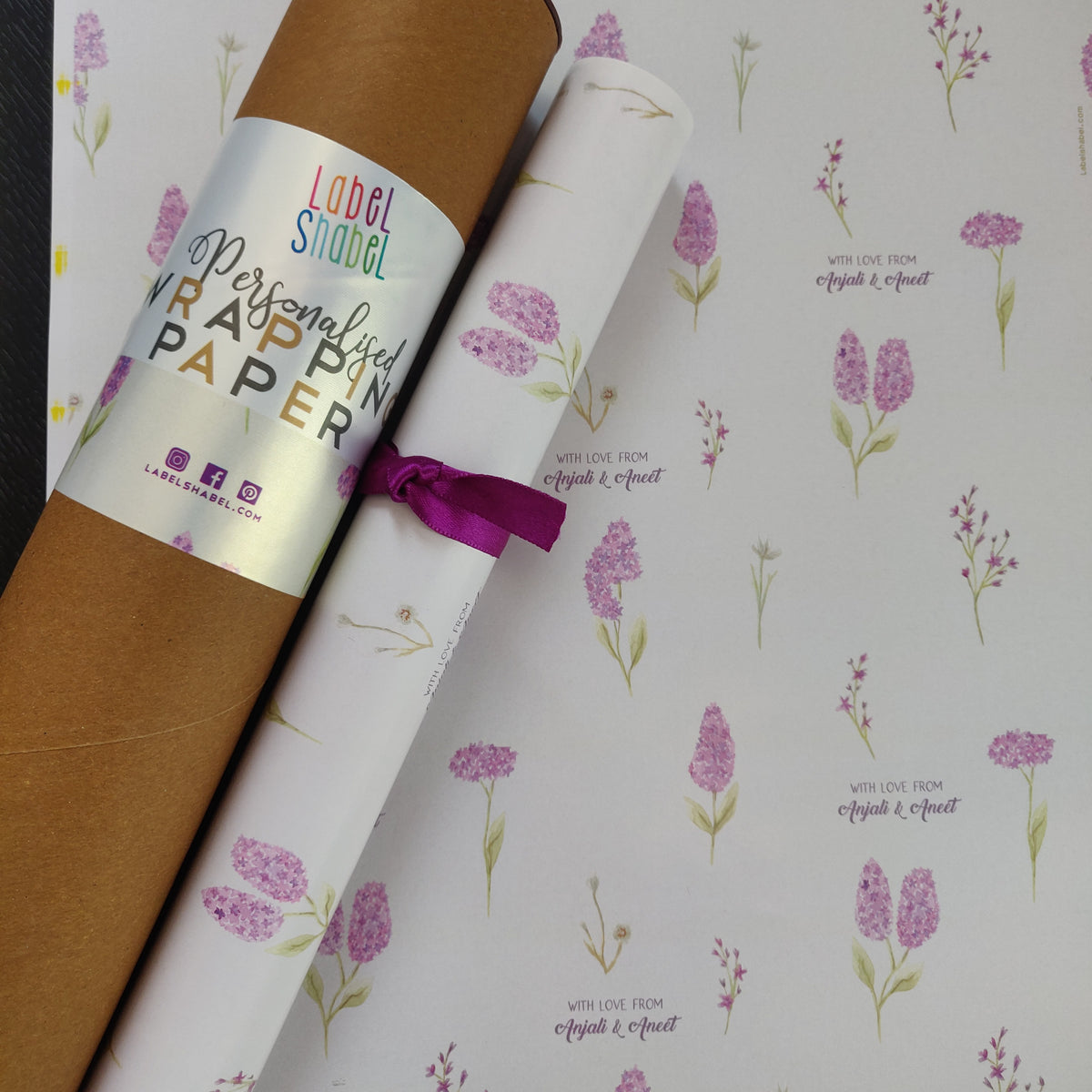 Personalised Wrapping Paper -Lil Lilacs /Label Shabel – Labelshabel