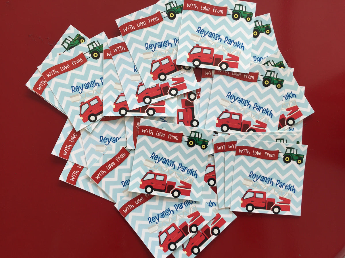 Personalised Gift Labels for Kids - Fire Engine/ Label Shabel – Labelshabel